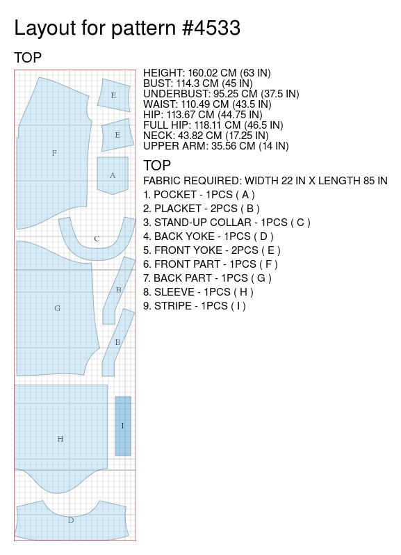 Blouse With Yoke - Sewing Pattern #4533. Made-to-measure sewing pattern ...