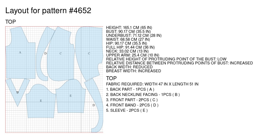 Blouse With Back Pleat - Sewing Pattern #4652. Made-to-measure sewing ...