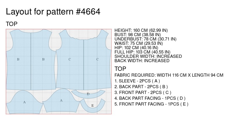 Blouse With Front Pleat - Sewing Pattern #4664. Made-to-measure sewing ...
