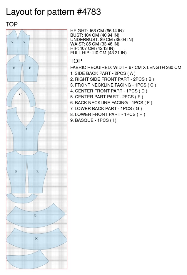 Top With Peplum - Sewing Pattern #4783. Made-to-measure sewing pattern ...